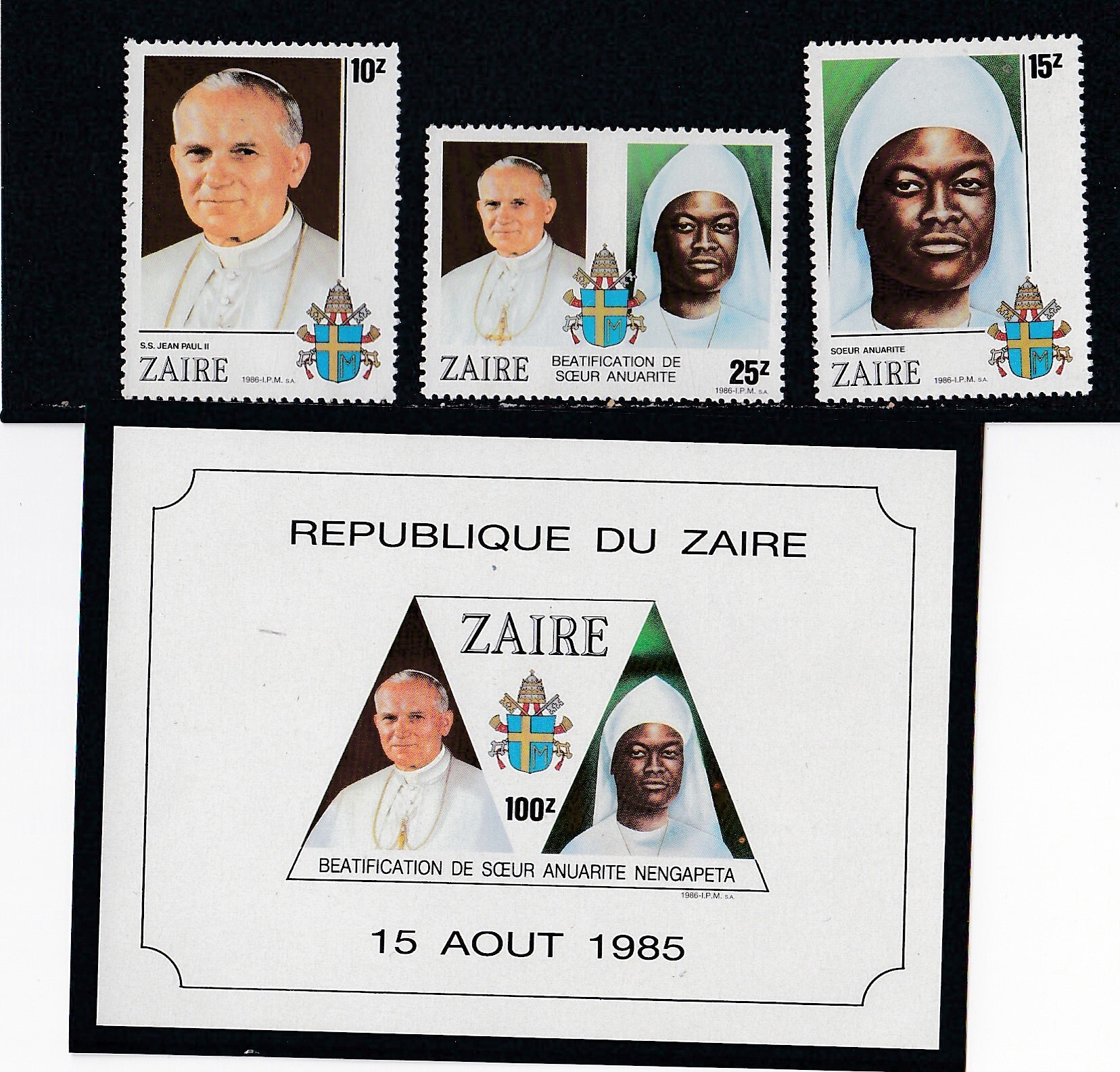 Zaire # 1226-1228, 1229, Beatification of Sister Nangapeta, Mint NH, 1/ ...