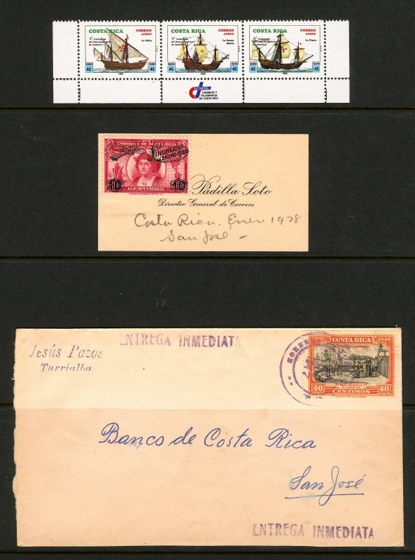 Costa Rica Christopher Columbus Thematic Items 1928 #147 10c Lindbergh ...