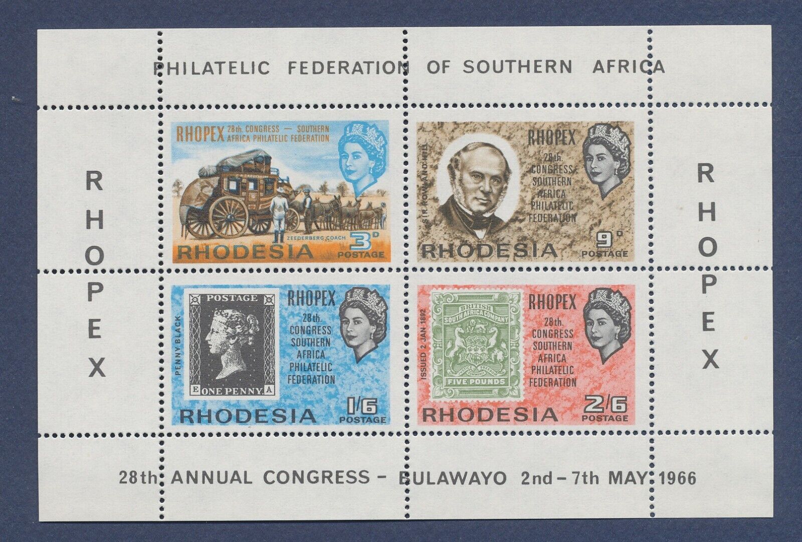 RHODESIA - Scott 240a - unused hinged S/S - stamp-on-stamp - RHOPEX ...