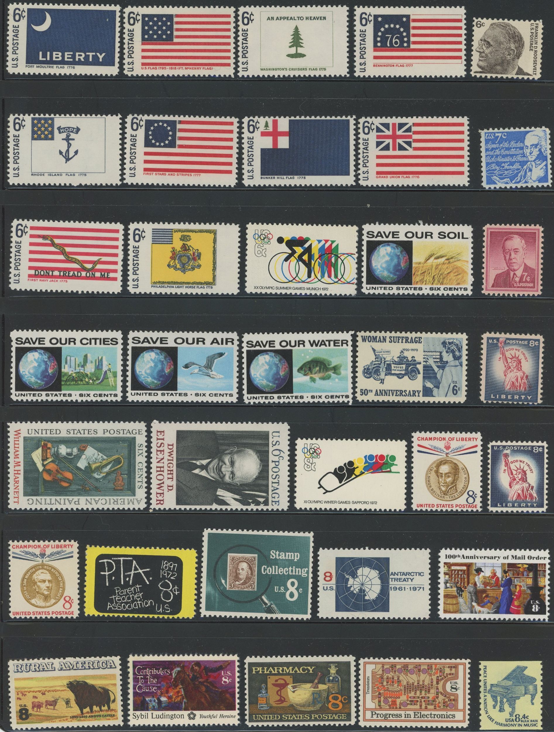 USA 300 Different Unused 20th Century Stamps - Mix of hinged & never ...