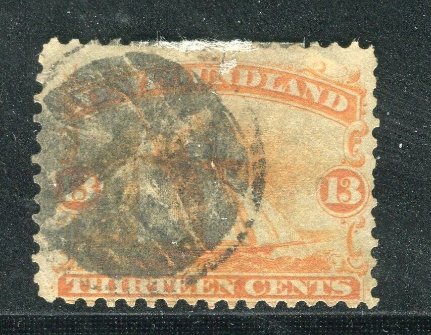 NEW FOUNDLAND; 1865 early classic QV Schooner issue used 13c. value ...