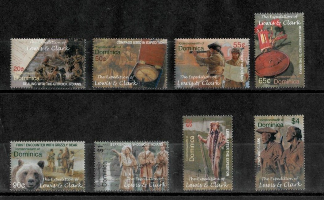 Dominica 2003 - Lewis and Clark - Set of 8 Stamps - Scott #2430-7 - MNH ...