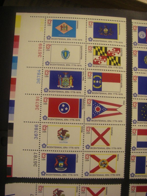 Scott 1633//1682, 13c US State Flags, PB12 x4, MNH Commemorative ...