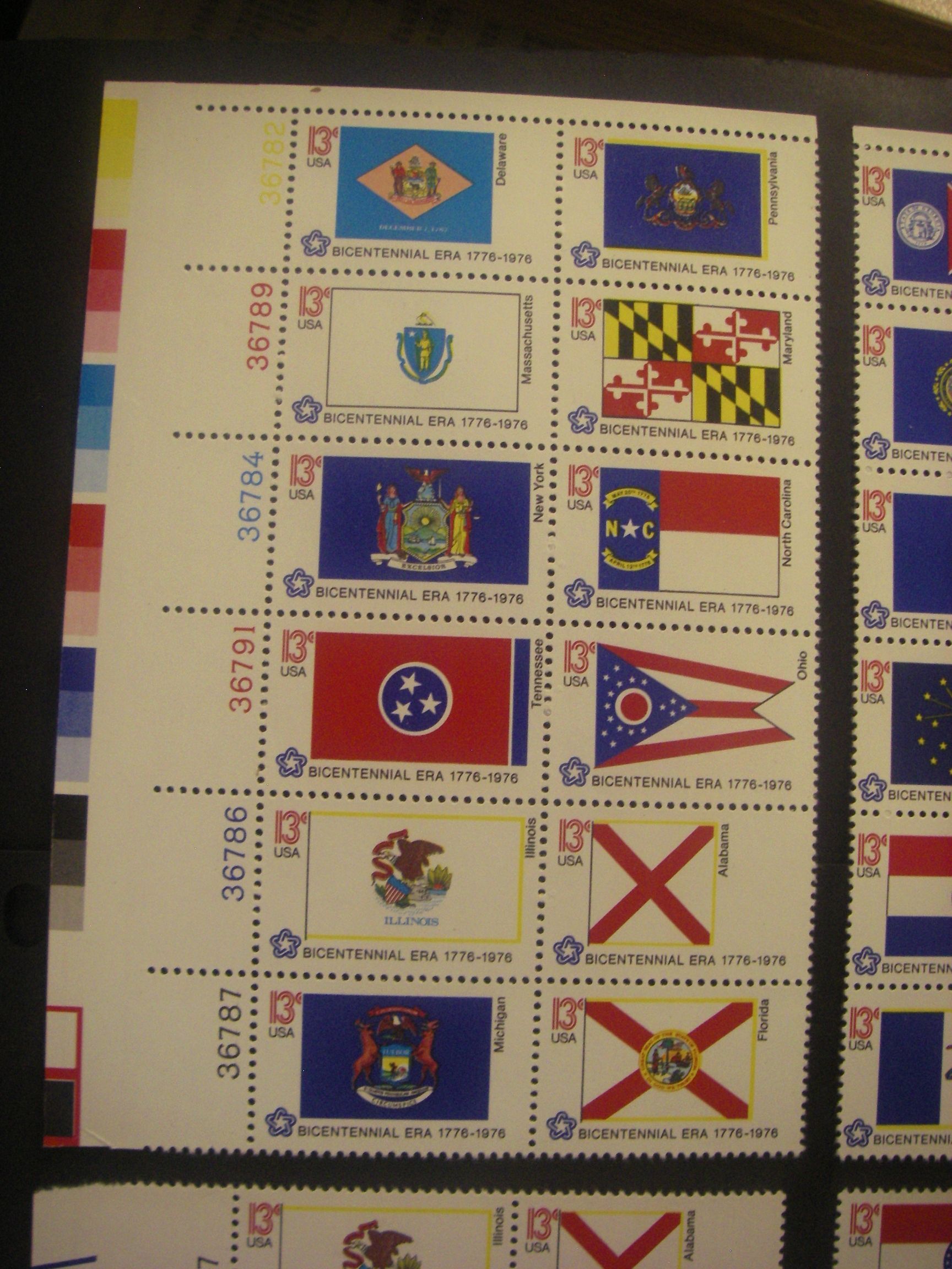 Scott 1633//1682, 13c US State Flags, PB12 x4, MNH Commemorative ...
