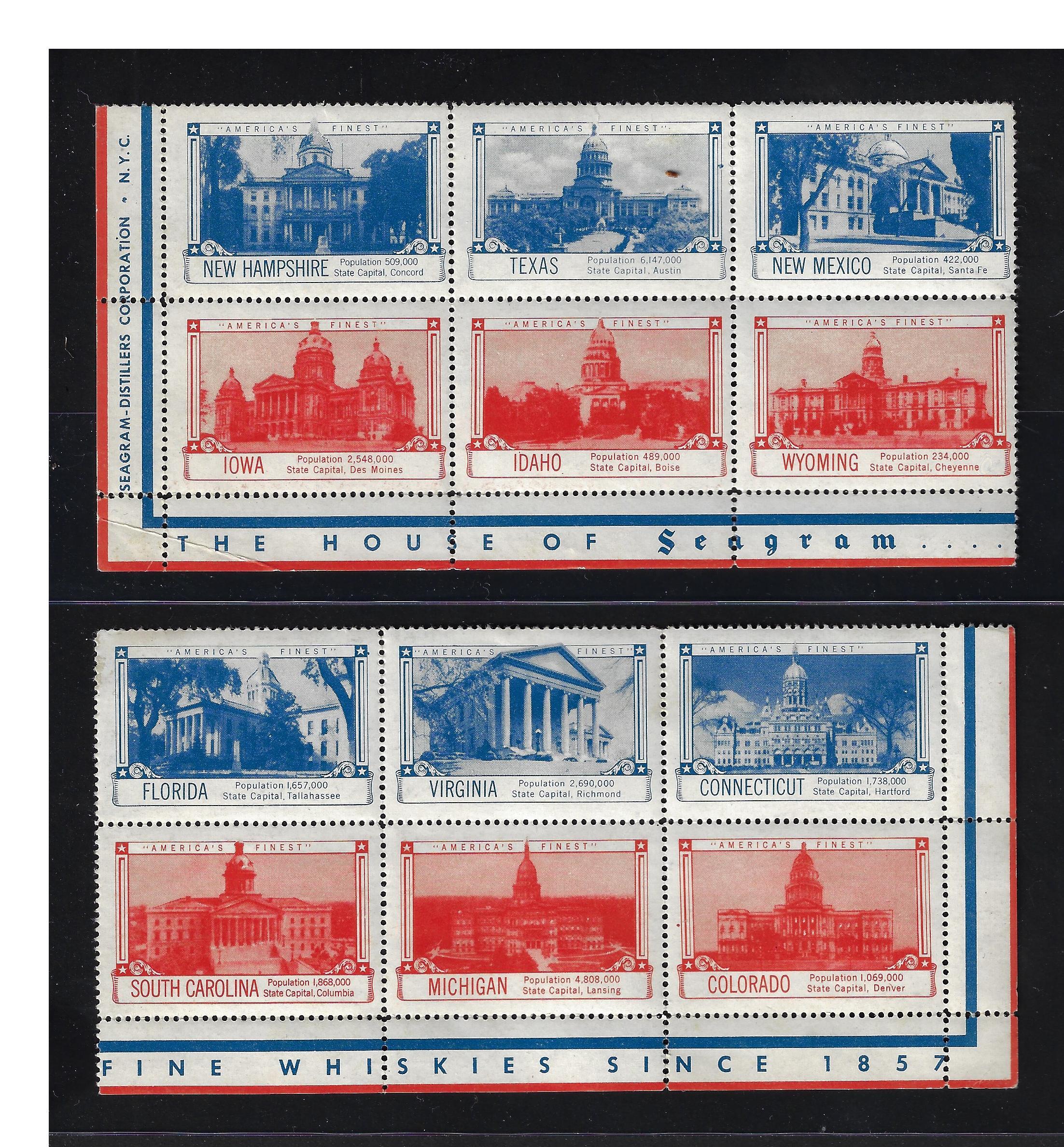 Poster stamps - Seagram's - Set of 48 State Capitols - Scarce | United ...