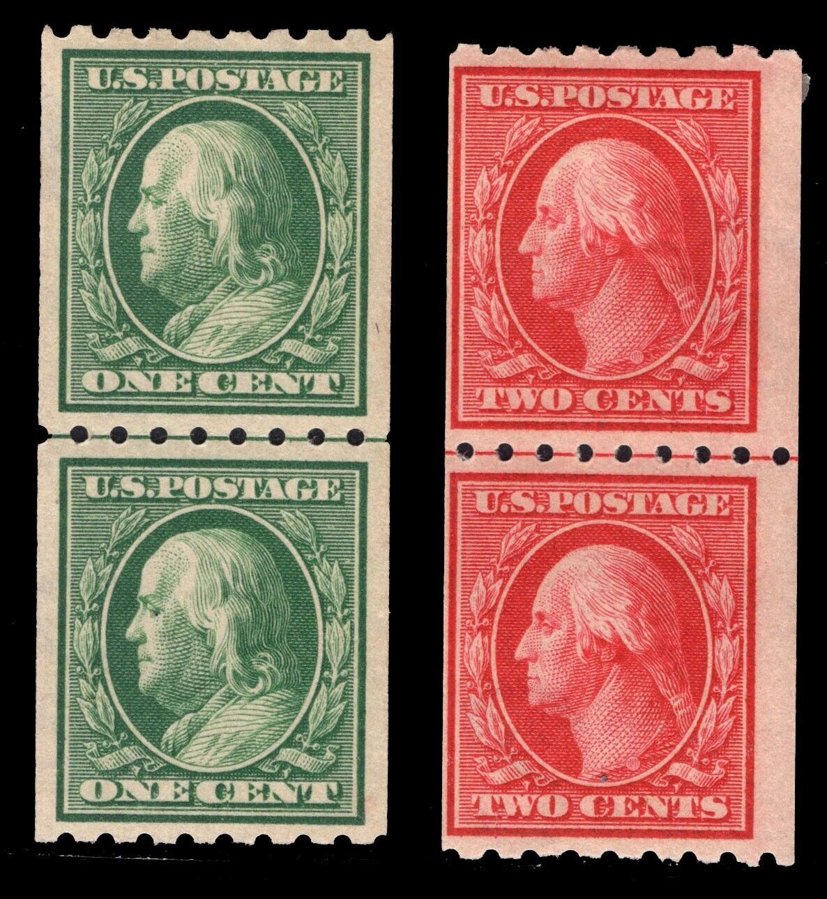 US Stamps #390-391 Coil Line Pairs Mint OG H LOT #83723* | United ...