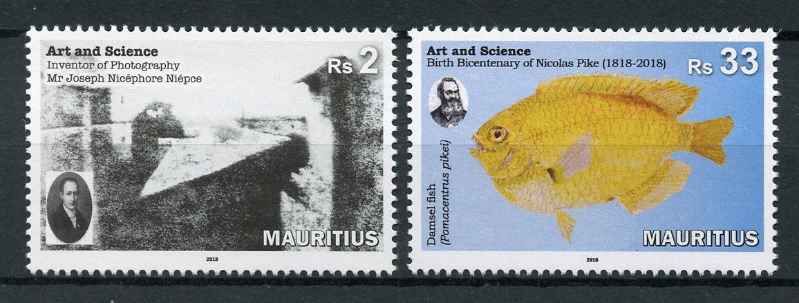 Mauritius 2018 MNH Arts & Science Damsel Fish 2v Set Photography Fishes ...