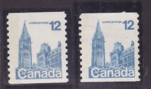 Canada-Sc#729-unused NH 12c coil [left copy] with tagging only on left ...