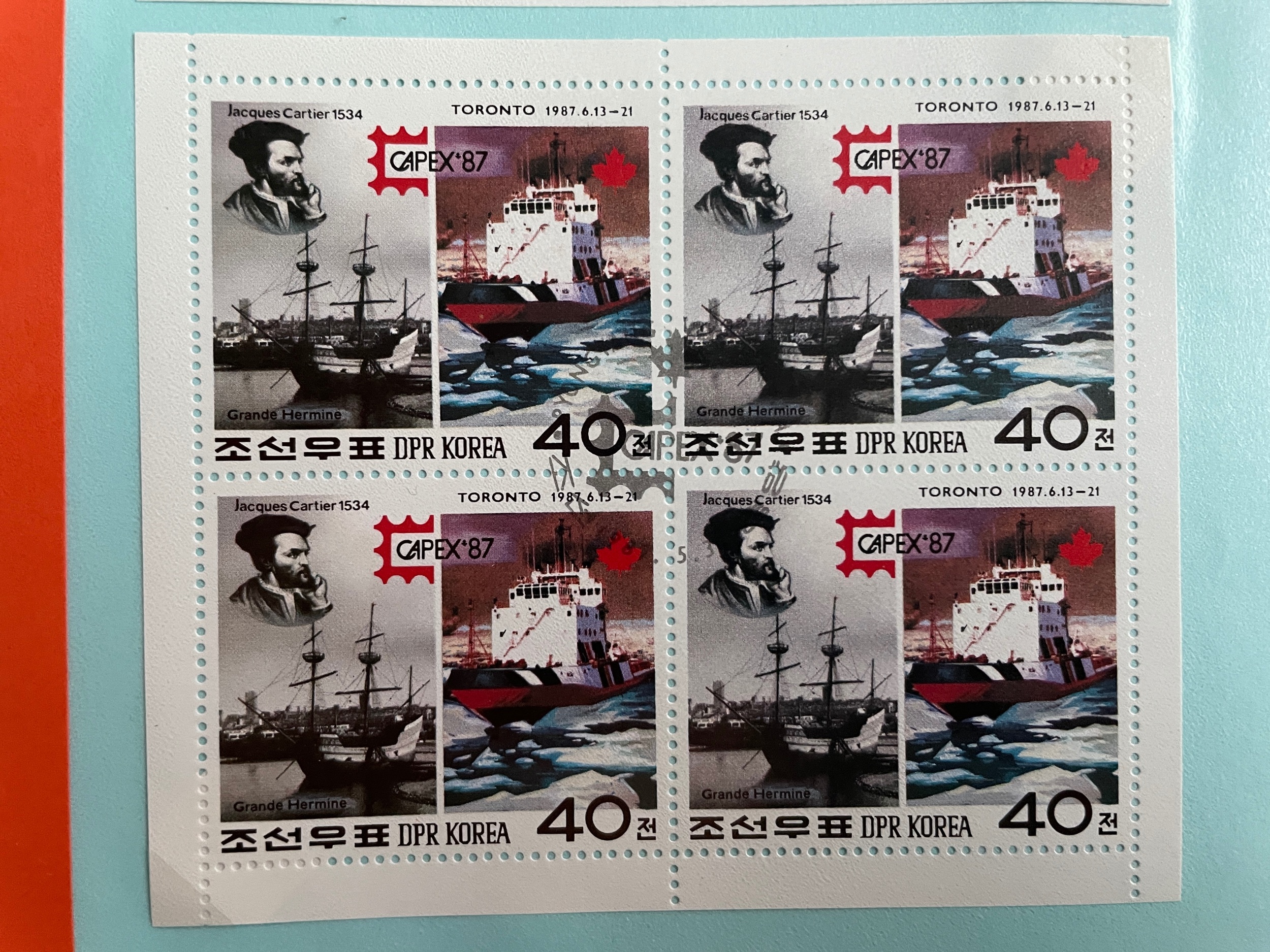 Korea DPR 1987 : Ships Capex Stamp Exhibit Toronto '87 - Sheet of 4 ...
