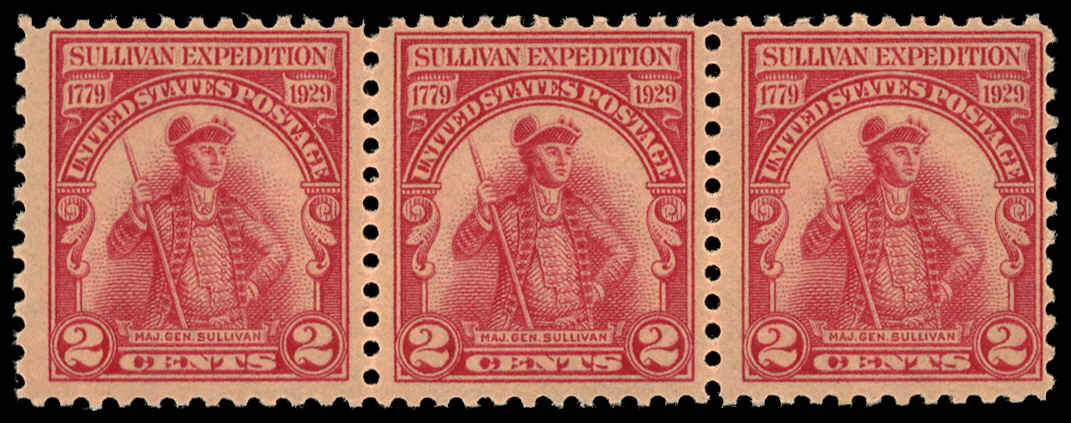 US Sc 657 MNH STRIP of 3 - 1929 2¢ - Sullivan Expedition | United ...