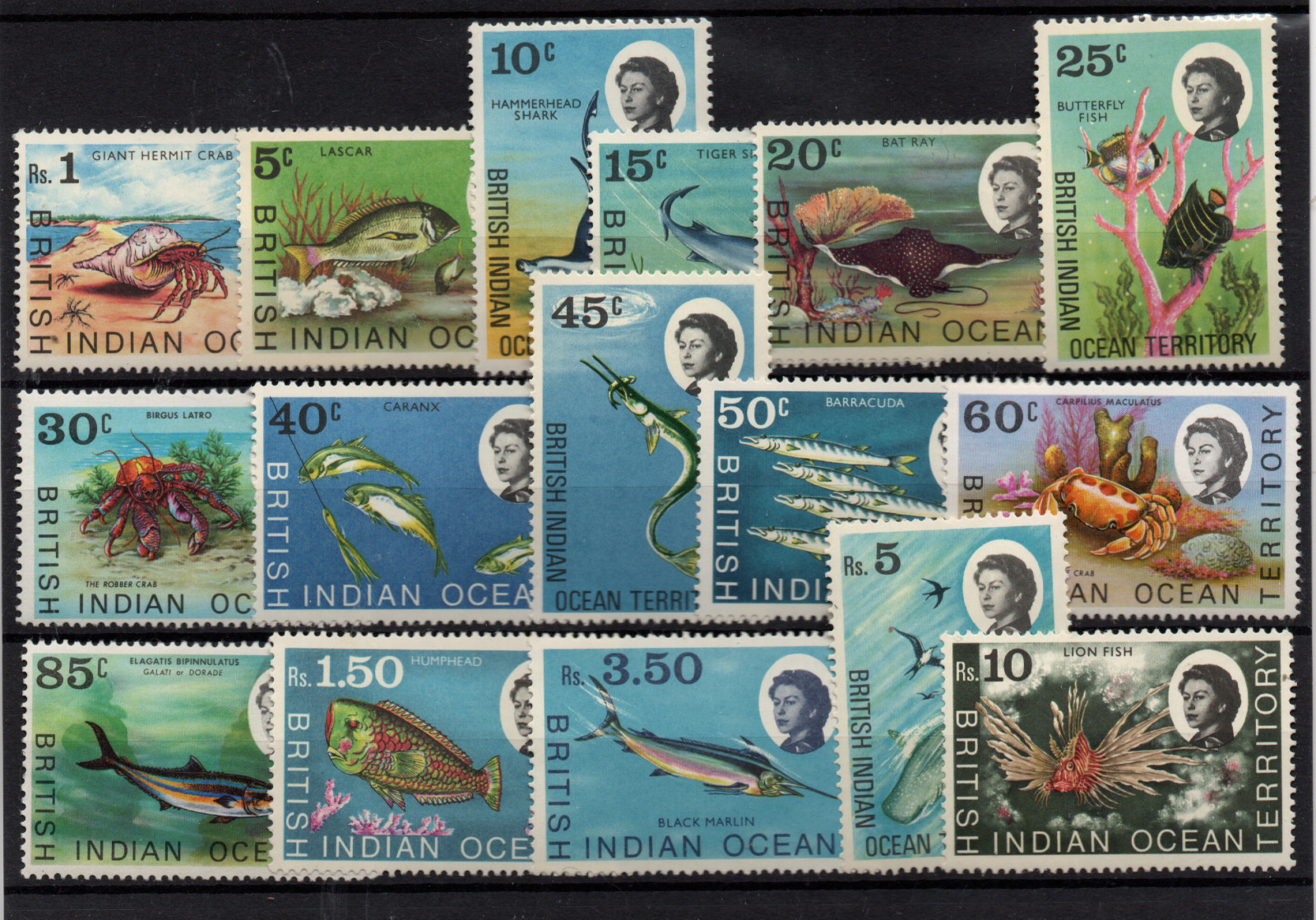 B.I.O.T. Indian Ocean 1968 Marine Life LHM set (missing 2) WS36611 ...
