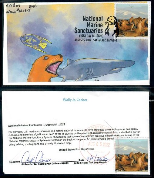 5713m 60c National Marine Sanctuaries -Sea Lions - Wally Jr Cachet Dual ...