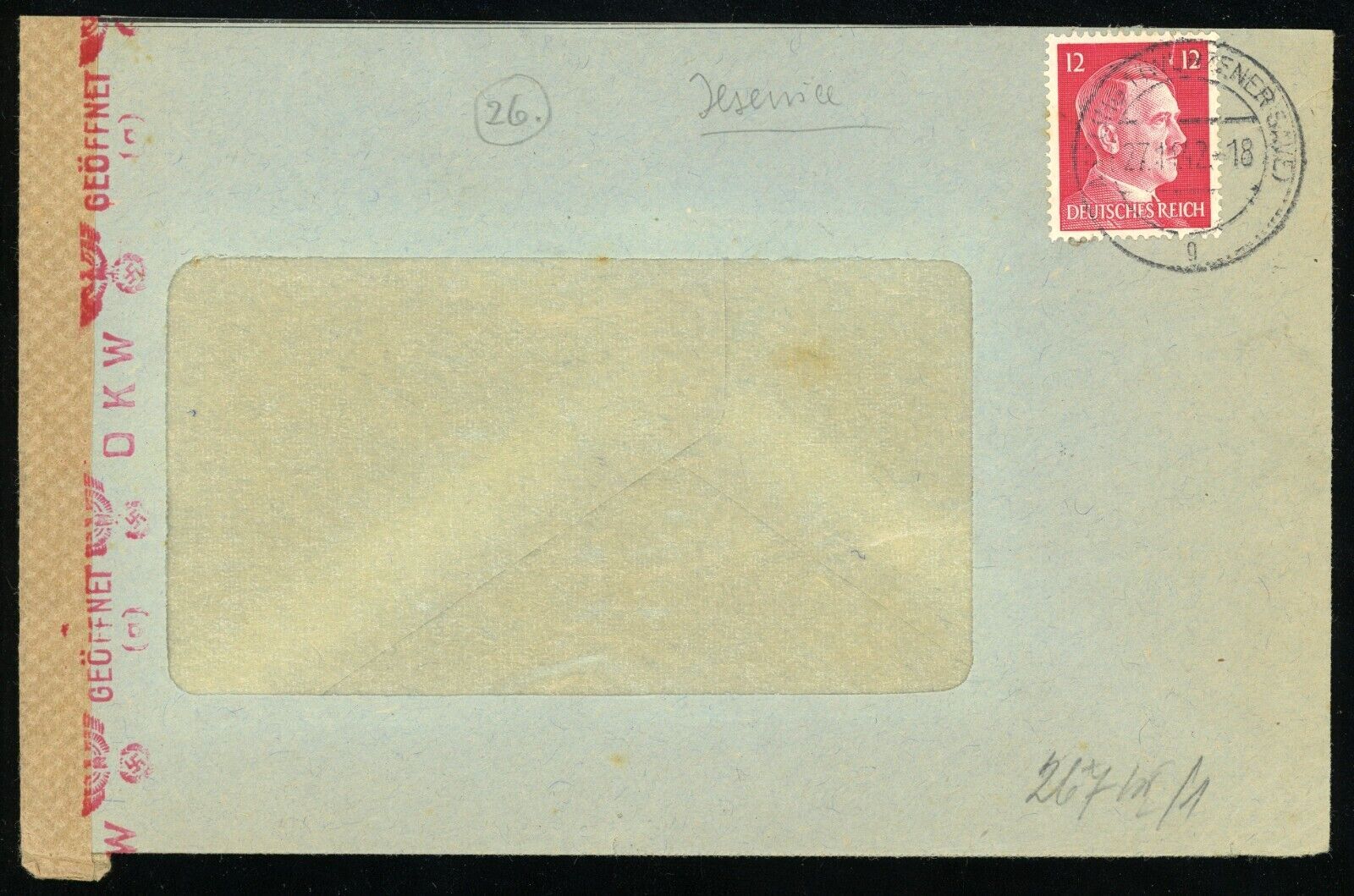 Germany Aßling Censor Examined Window Cover Assling 1942 WWII Deutsches ...