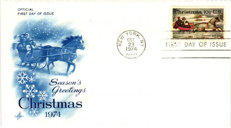 #1551 Christmas Currier and Ives - Artcraft Cachet | United States ...