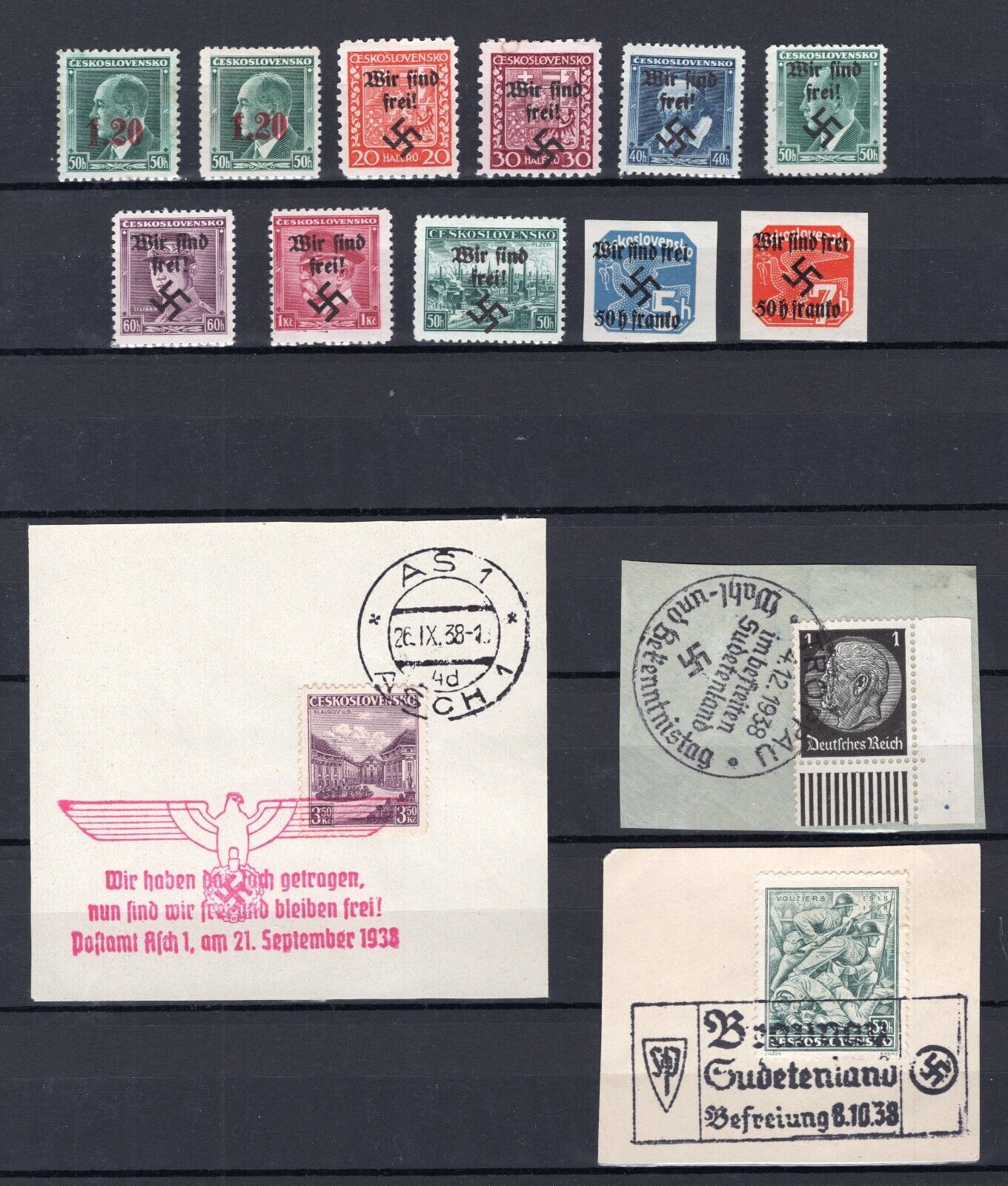 Germany Occupation Sudetenland Rumburg ACH ETC Selection Stamps and ...