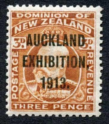 New Zealand SG414 3d Chestnut Auckland Exhibition 1913 U/M Cat 150 ...