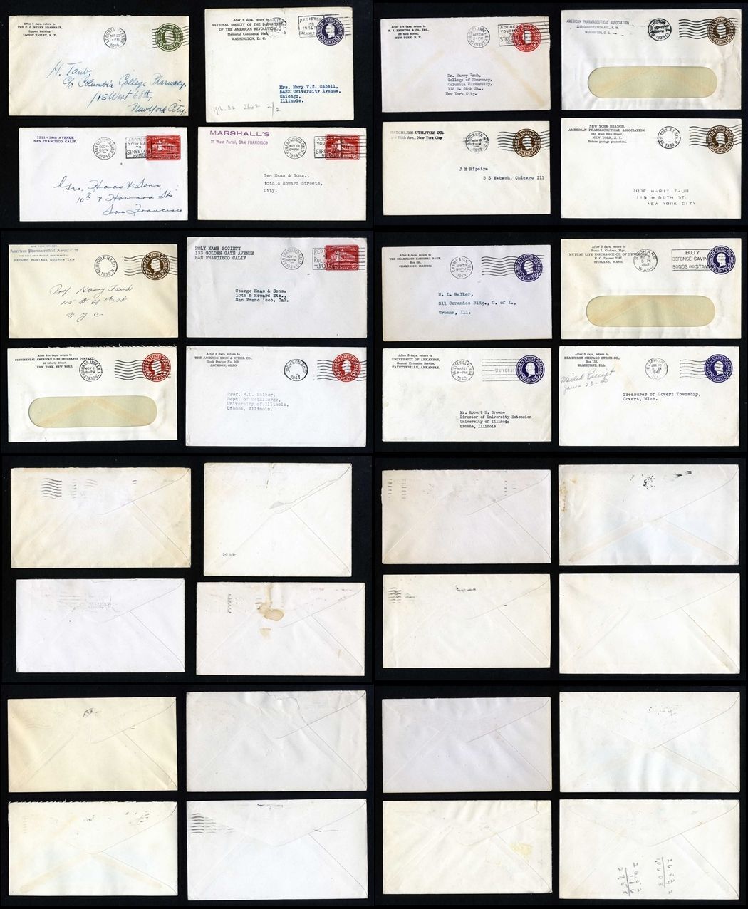 Lot of 16 Advertising/Corner Card Postal Stationary covers dated 1920s ...