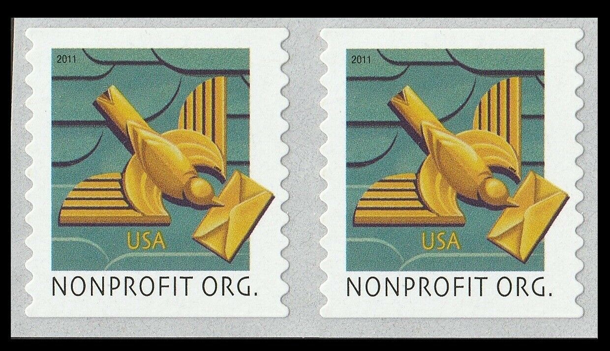 US 4495 Art Deco Bird nonprofit 5c coil pair (2 stamps) MNH 2011 ...