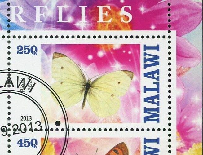 Malawi Butterfly Exotic Insect Flower Souvenir Sheet of 4 Stamps ...