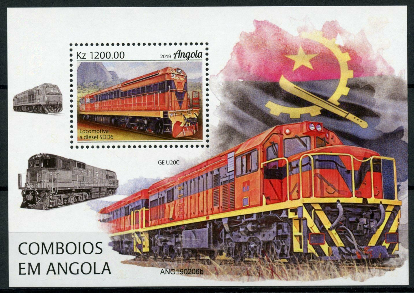 Angola Trains Stamps 2019 MNH Locomotives Diesel SDD6 Railways Rail 1v ...