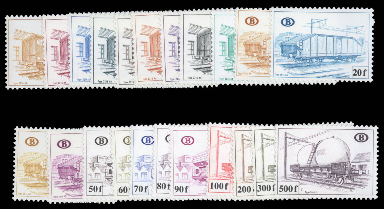 Belgium, Parcel Post #Q438-459 Cat$102.40, 1980 Trains, complete set ...