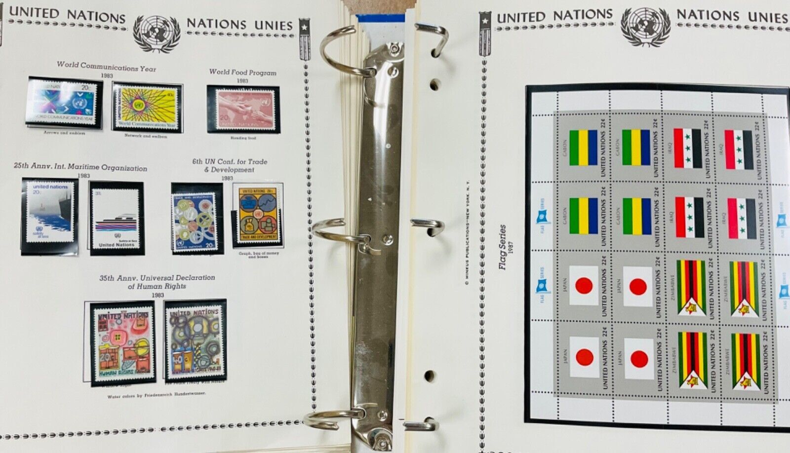 UN stamp collection. 1983- 1993 MNH 1493 different Stamps all 3 Offices ...