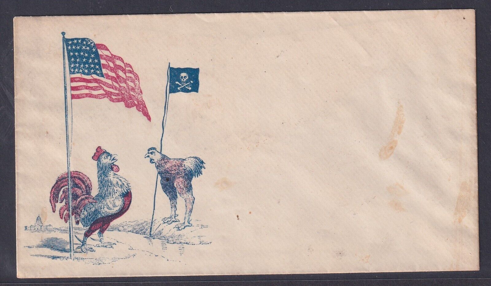 Civil War Patriotic unused - Rooster vs Chicken with American Flag ...
