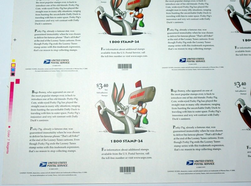 USA #3534 That's All Folks Porky Pig 2001 Full Press Uncut Sheet 34c ...