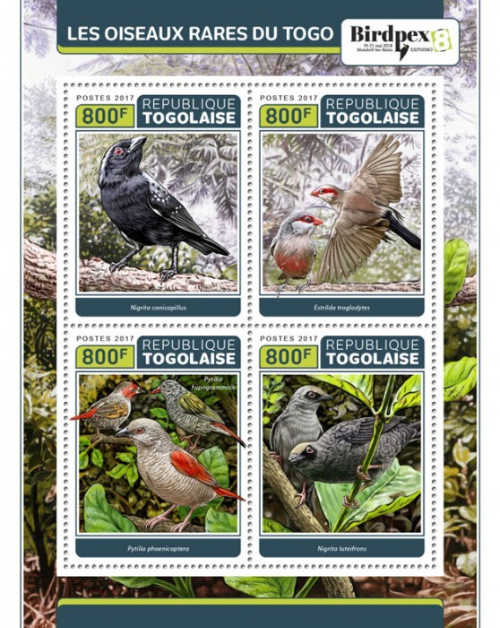 TOGO - 2017 - Rare Birds of Togo - Perf 4v Sheet - Mint Never Hinged ...