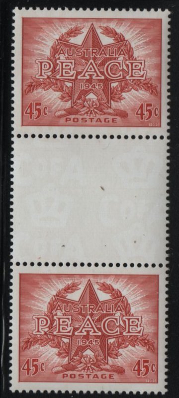 Australia 1995 MNH Sc 1456 45c Peace 1945 red brown Gutter pair ...