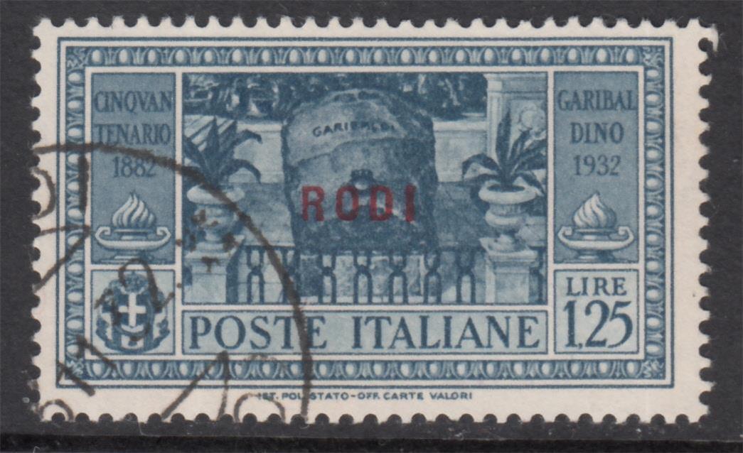 Italy Egeo - RODI Garibaldi 1.25 Lire used original cancellations ...