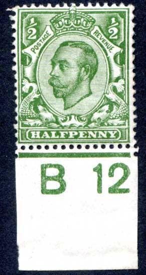 1/2d Green B12 Control mounted mint | Great Britain, Stamp / HipStamp