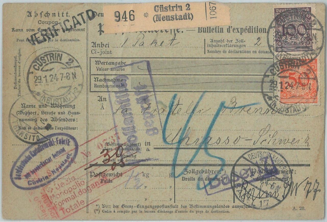 77531 - GERMANY - POSTAL HISTORY - PARCEL MAIL Formular Stationery Card ...