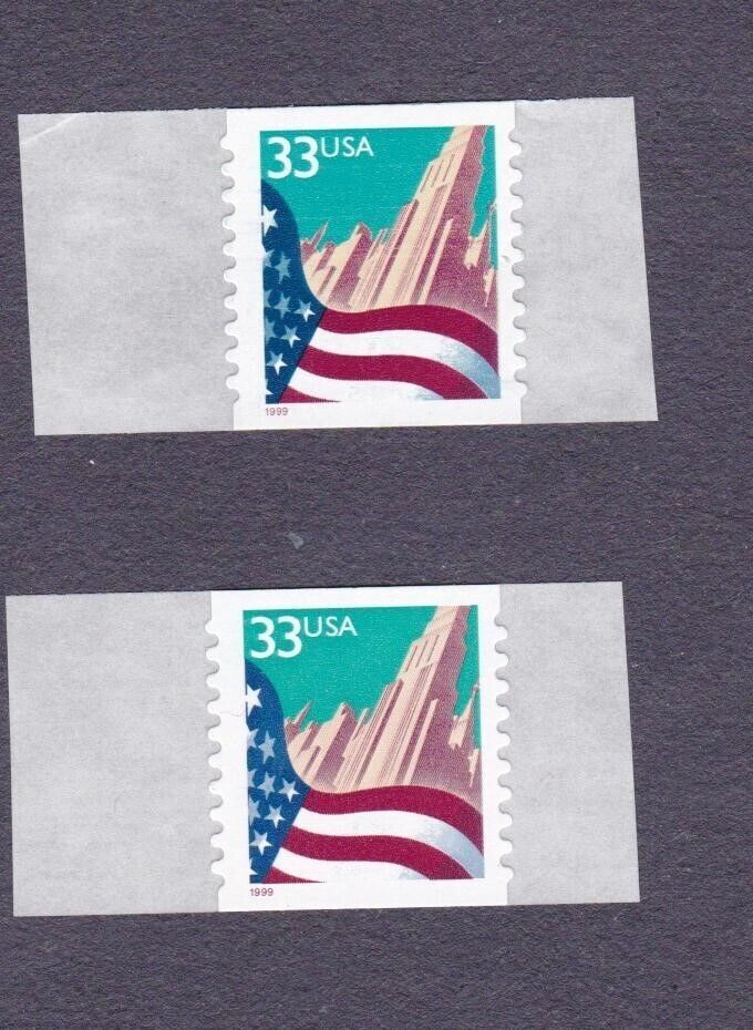 Single 33c Flag SA US #3281d Small Date Type I Not original paper MNH F ...
