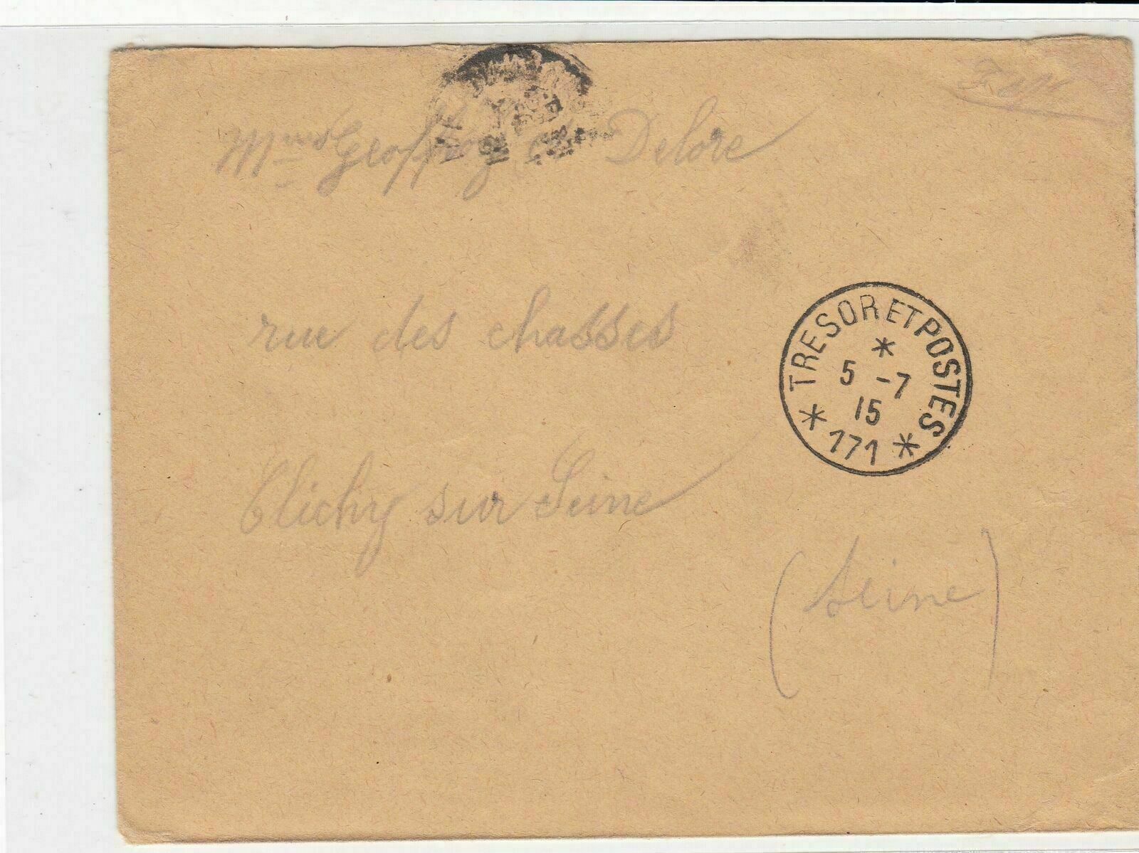 France WW1 French Military 1915 Tresor Et Postes No 171 Cover Ref 30972 ...