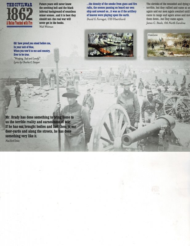 The Civil War 1862 Forever US Postage Sheet of 12 stamps #4664-65 VF ...