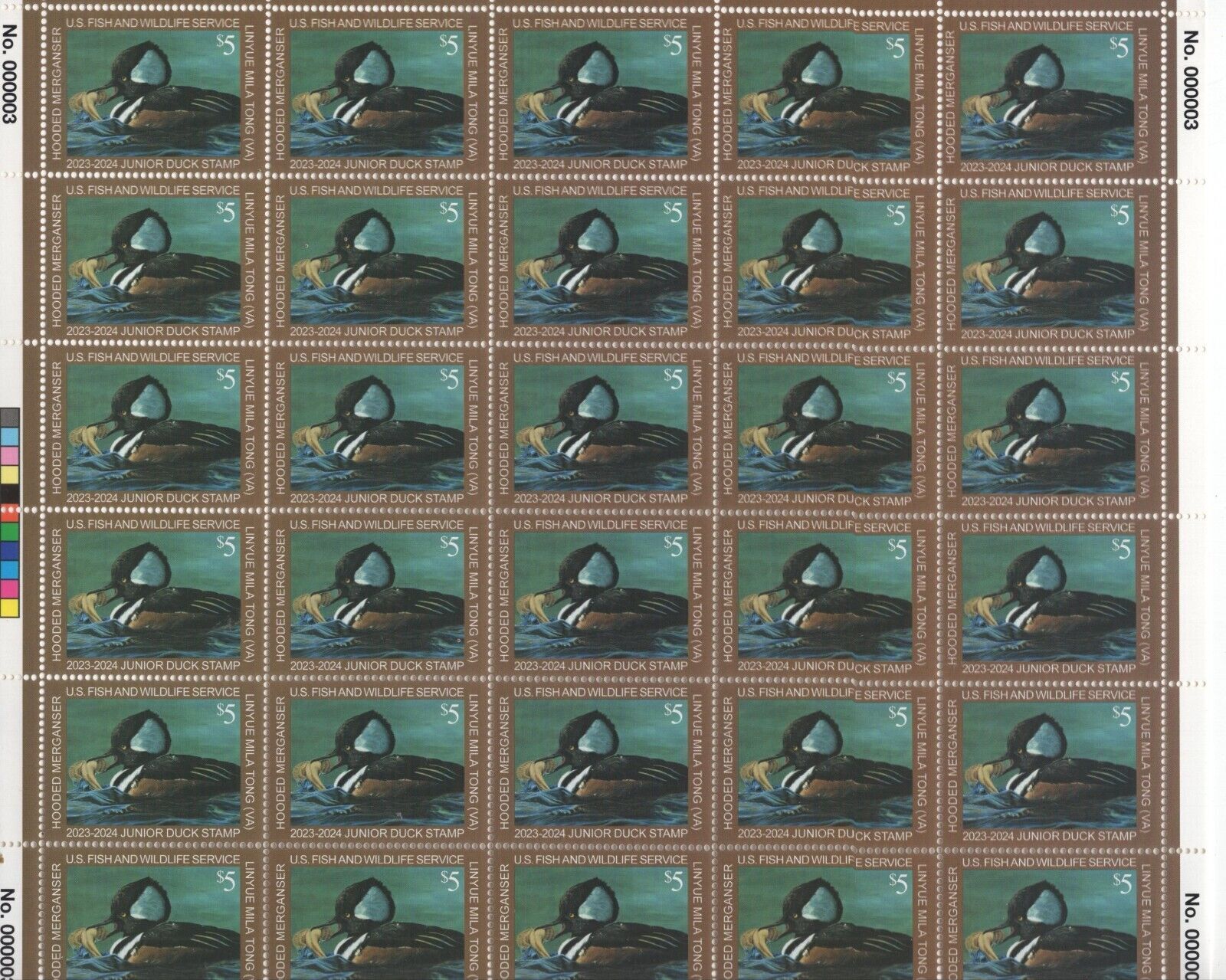 JDS31 - Junior Federal Duck Stamp. Sheet Of 30. Plate # 3 #02 JDS31sh3 ...
