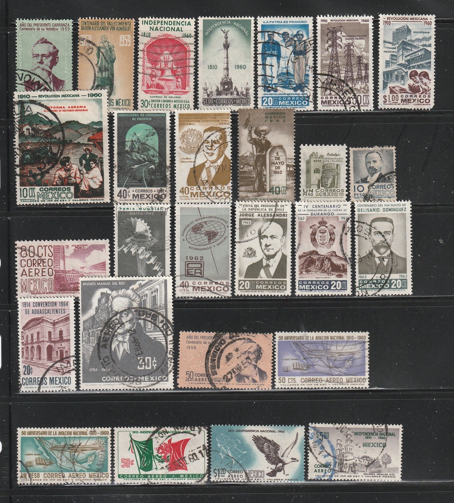 Mexico Collection A, 49 Stamps - 2 Scans - All the stamps are in the ...
