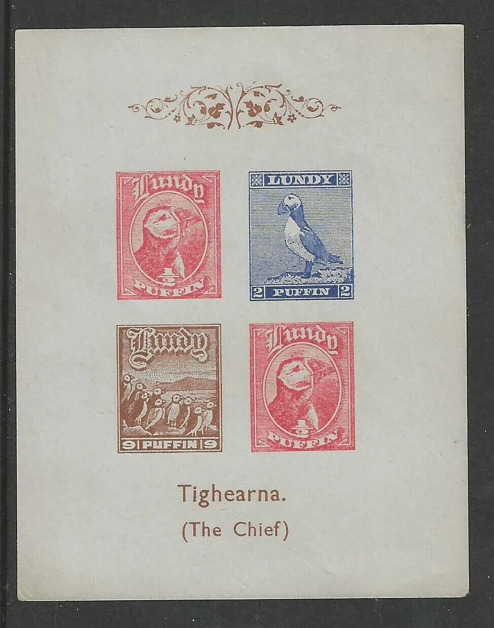 Lundy Island Stamps: Tigharna Miniature Sheet Overprinted and Perfed ...