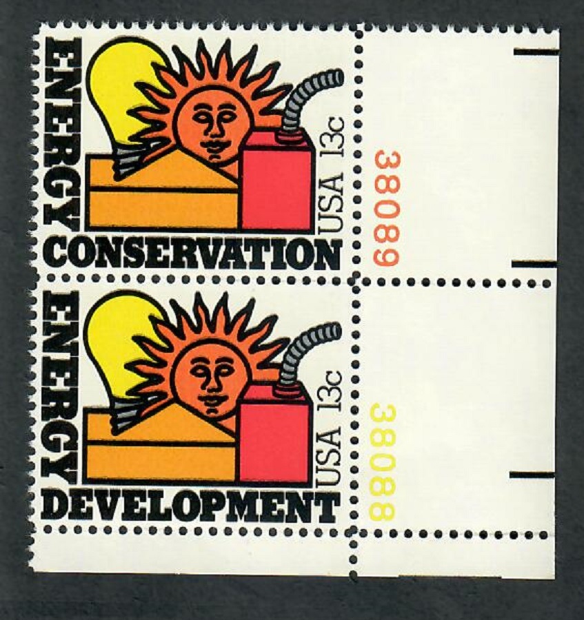 1723 - 1724 Energy and Conservation MNH attached pair with plate number ...