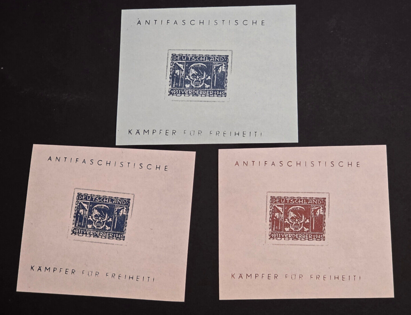 German Third Reich NSDAP Souvenir stamp sheet x 3 Adolf Hitler ...