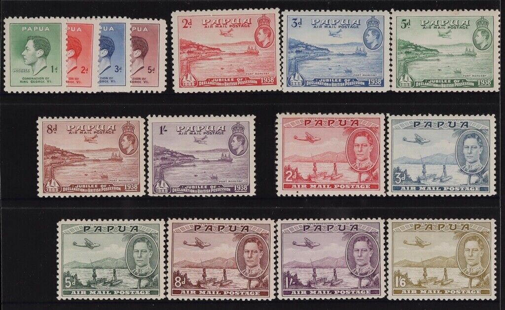 PAPUA 1937-41 complete sets MNH **. SG 154-68 cat £96. (15 ...