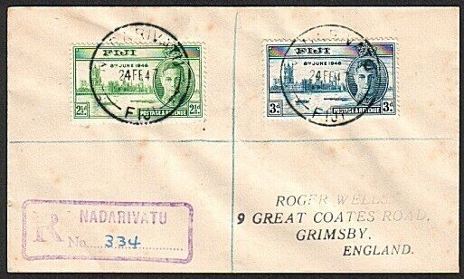 FIJI 1947 Registered cover to UK ex NADARIVATU ...