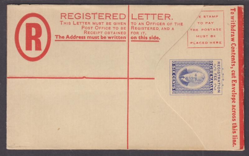 Grenada H&G C11 mint. 1951 6p ultra Registered Envelope, fresh, bright ...