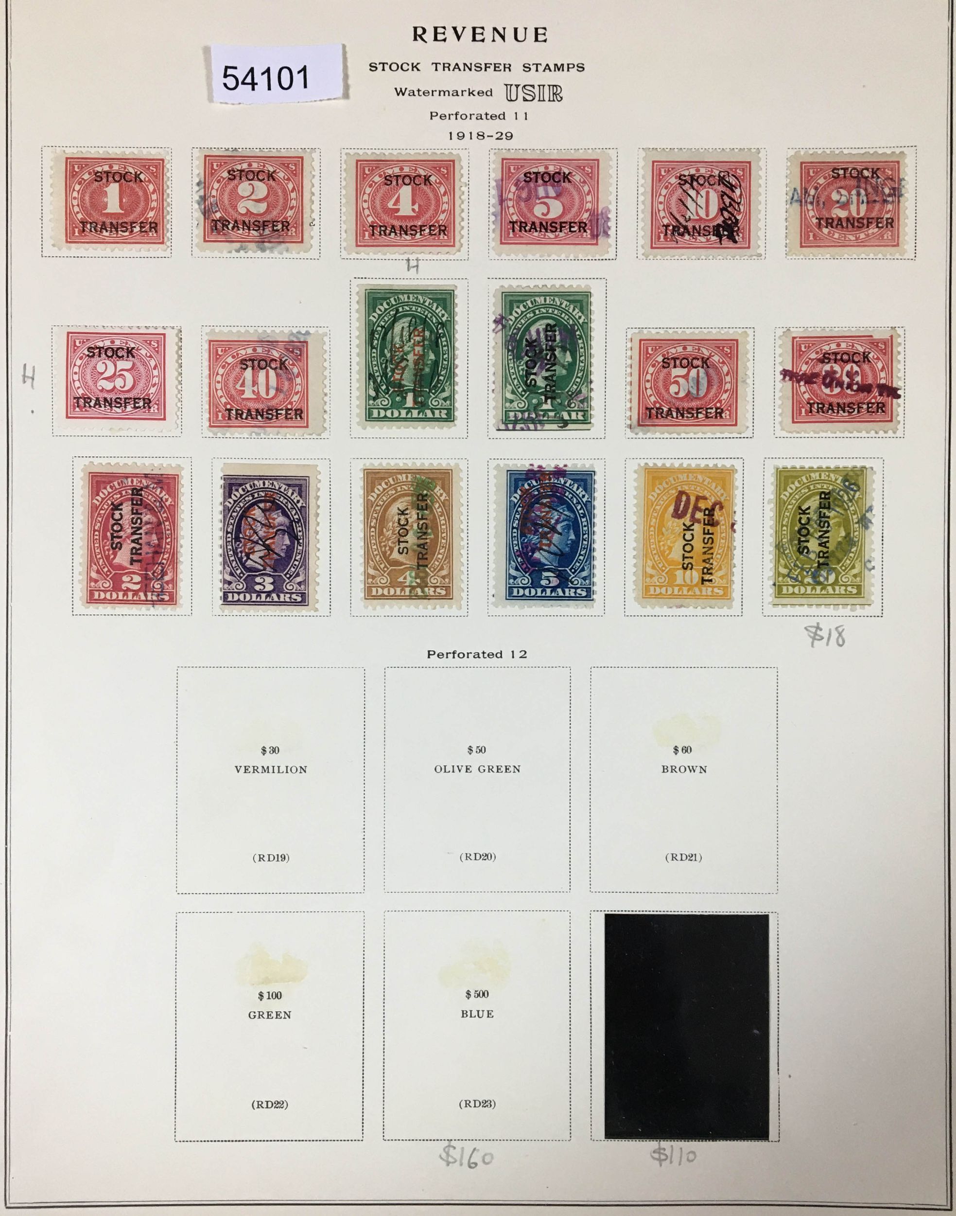 US Stamps Rd1-Rd18 Stock Transfer Used Group LOT #54101 | United States ...