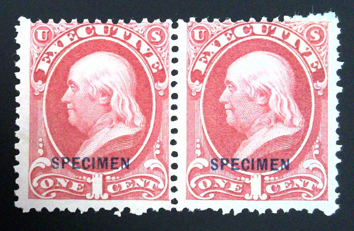 Scott #O10s - 1c Carmine - Franklin - Official - Executive - Pair ...