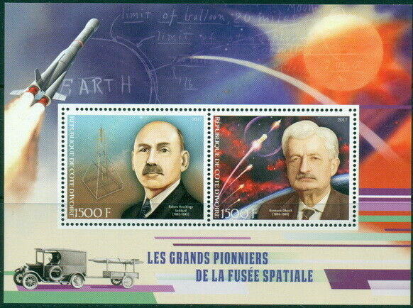 2017 Pioneers of the Space Rocket M/S #1 2 values hutchings goddard ...