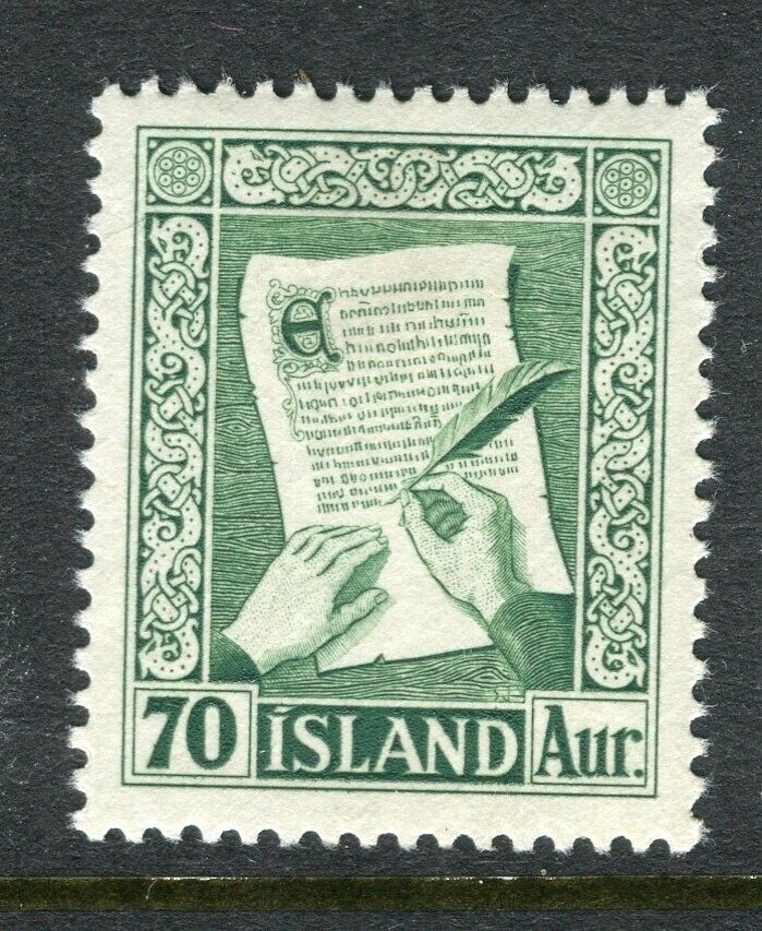 ICELAND; 1949 early Manuscripts issue Mint hinged 70a. value | Europe ...