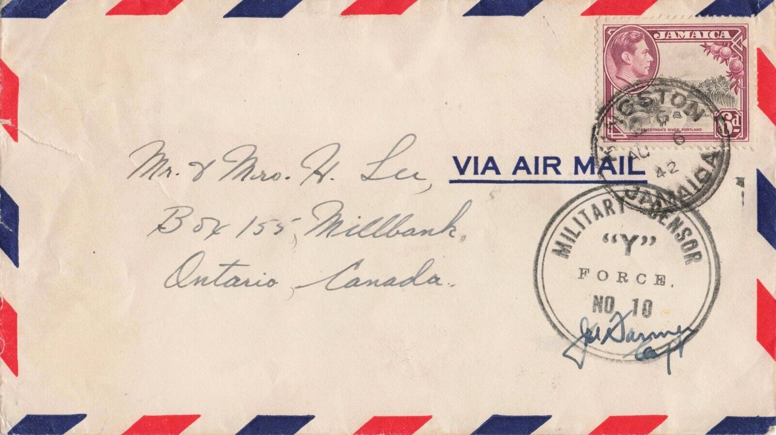 Canada 1942 WWII Y-FORCE UP PARK CAMP Censor 10 Military Cover Kingston ...