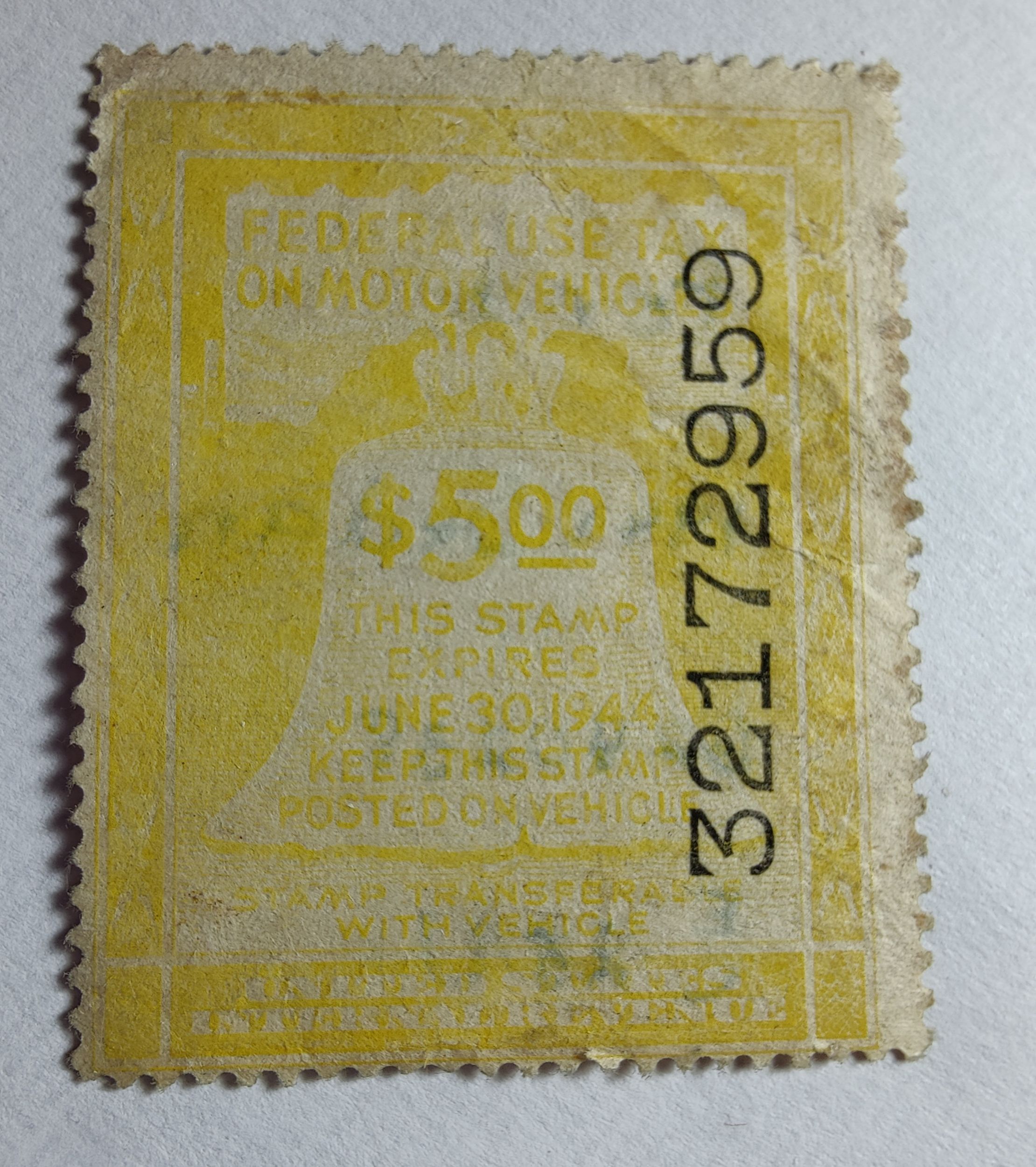 Scott #Rv18 Used Stamp Issued Motor Vehicle Revenue Stamp | United ...